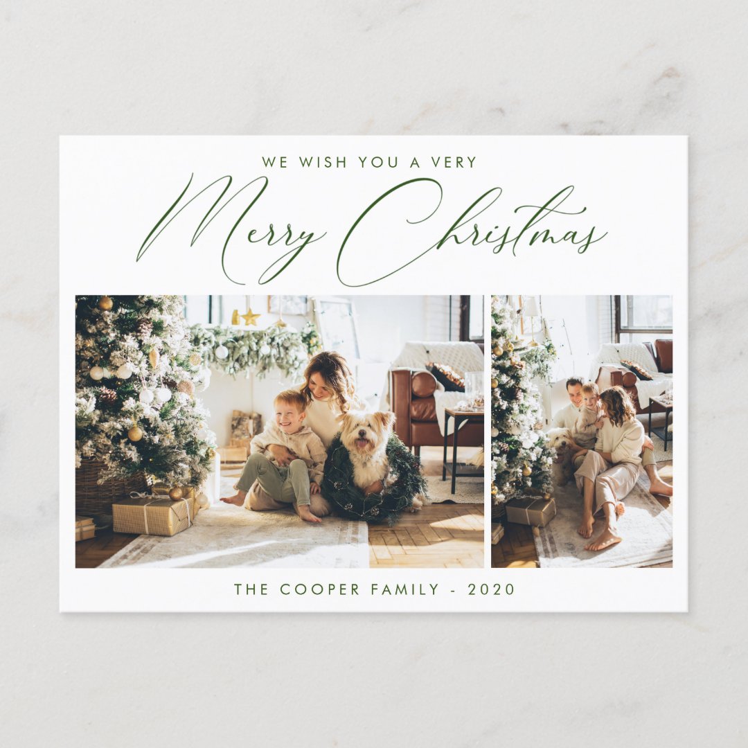 Holiday Photo Post Card | Modern Christmas | Zazzle