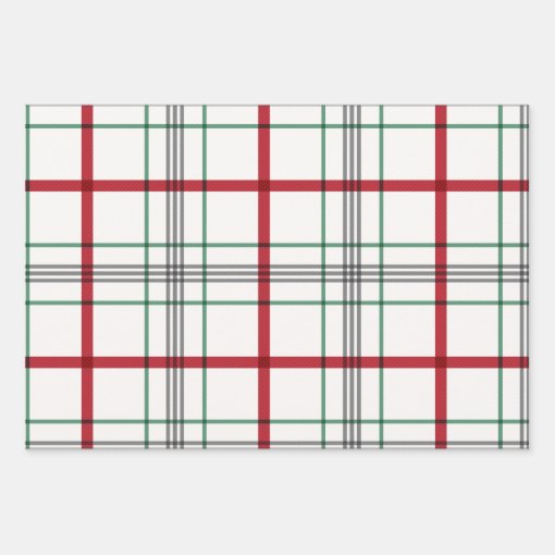 Holiday plaid red and green wrapping paper sheets | Zazzle
