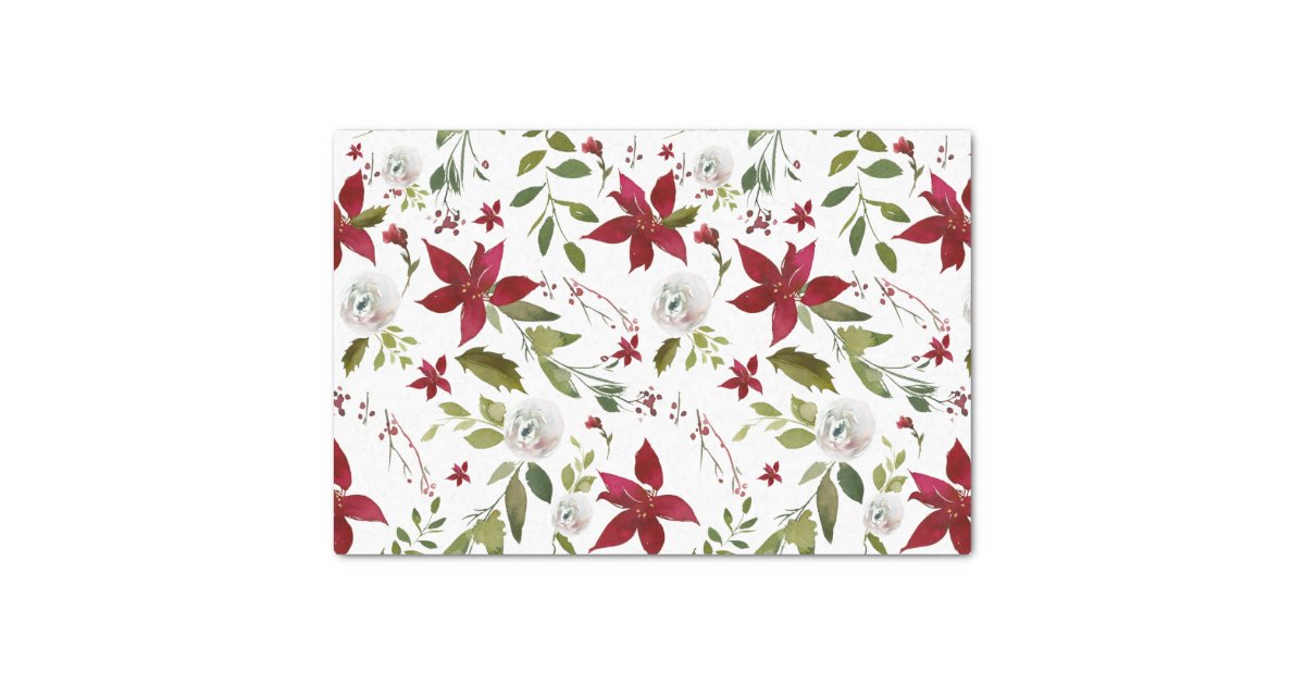 Holiday Poinsettia Winter Tissue Paper | Zazzle