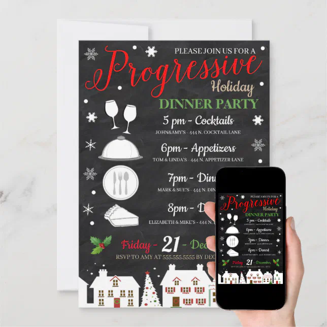 Holiday Progressive Dinner Party Invitation | Zazzle