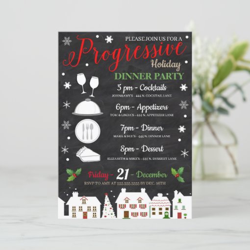 Holiday Progressive Dinner Party Invitation | Zazzle