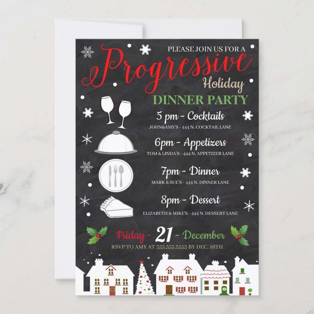 Holiday Progressive Dinner Party Invitation | Zazzle