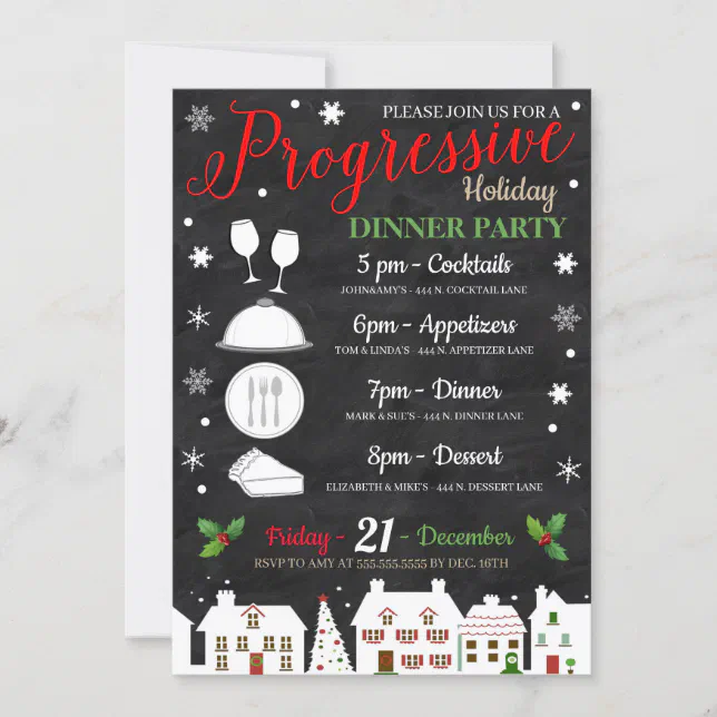 Holiday Progressive Dinner Party Invitation | Zazzle