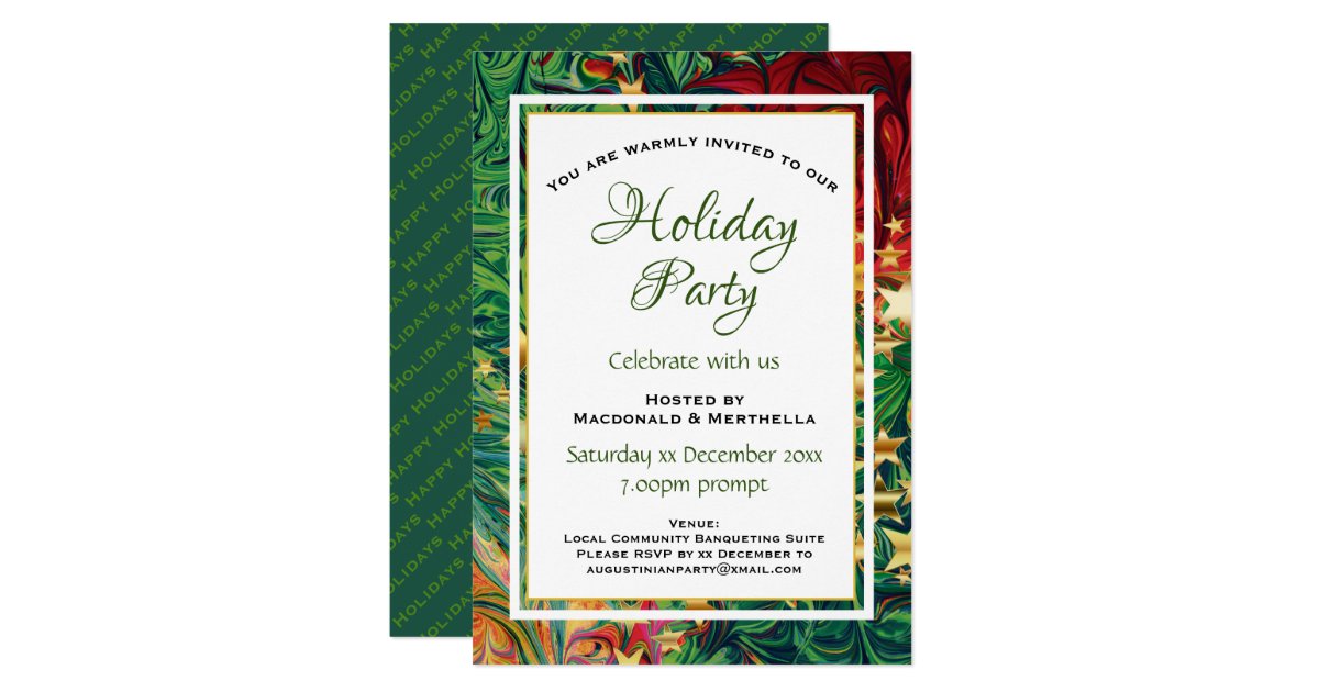 HOLIDAY Retro Red Green Celebration Party Invitation | Zazzle.com
