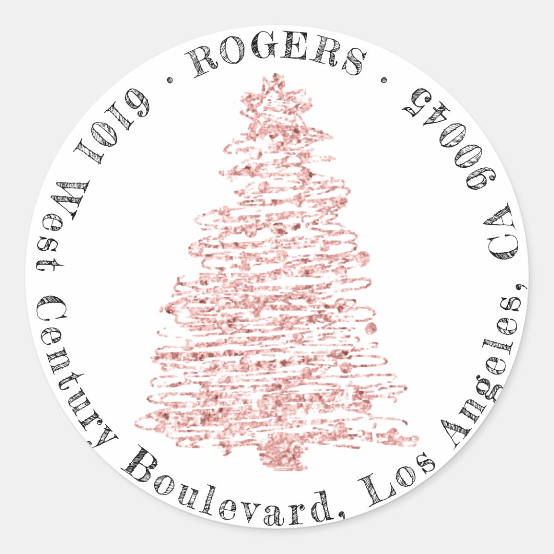 Holiday Return Address Classic RSVP Christmas Tree Classic Round ...