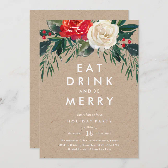 Holiday Rose Holiday Party Invitation | Zazzle