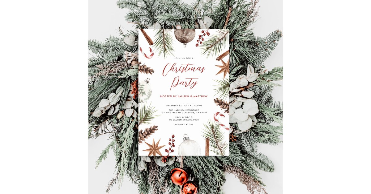 Holiday Rustic Christmas Party Invitation | Zazzle