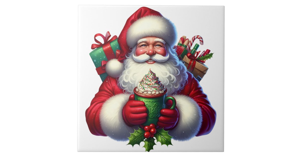 Holiday Santa Ceramic Tile | Zazzle