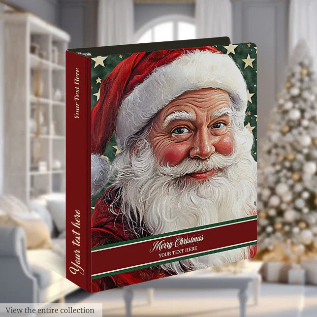 Holiday Santa Claus Christmas Planner Book 3 Ring Binder | Zazzle