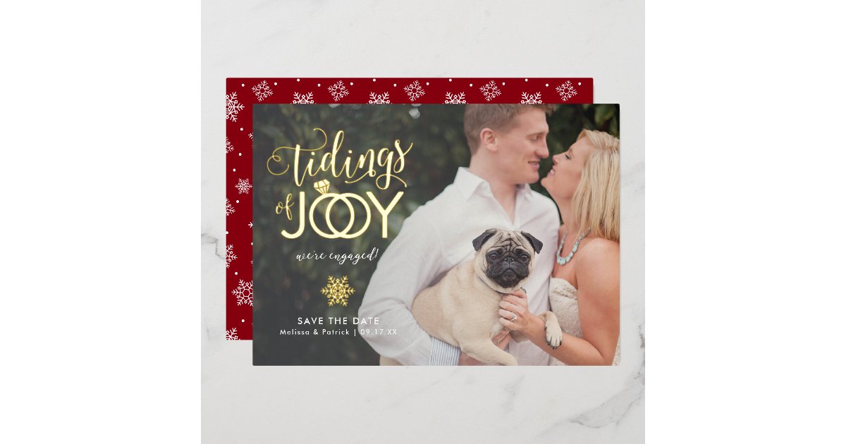 Holiday Save the Date Engagement Christmas Card | Zazzle