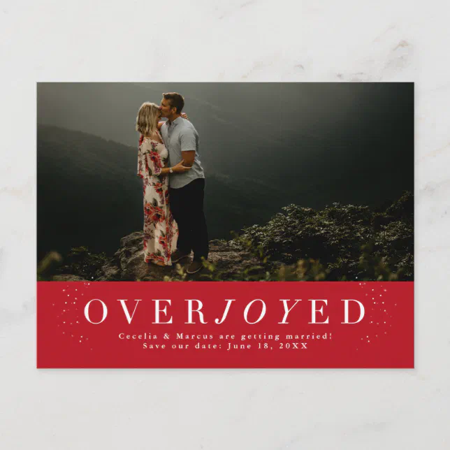 Holiday save the date red photo postcard | Zazzle