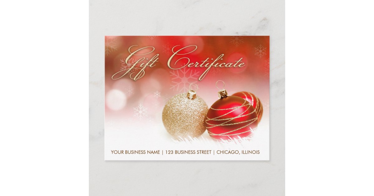 Holiday Season And Christmas Gift Certificate Postcard | Zazzle