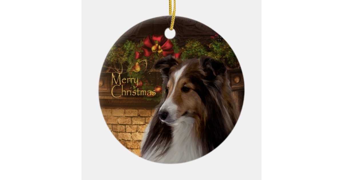 Holiday Sheltie Ornament | Zazzle