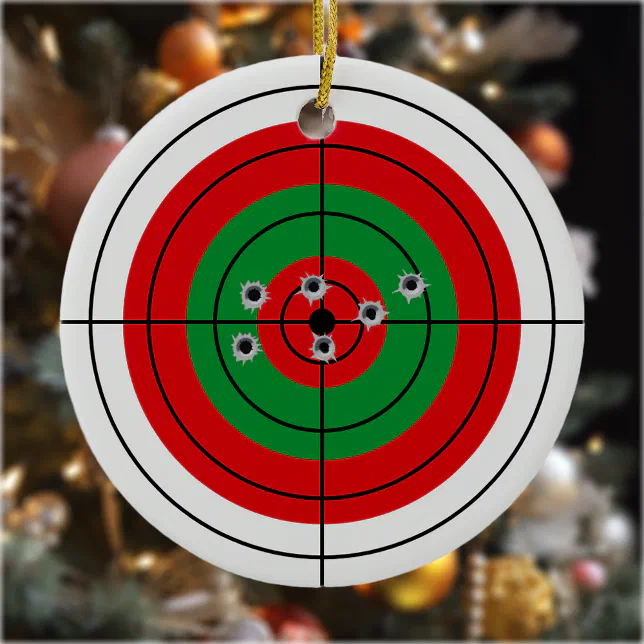 Holiday Shooting Target Gun Shooter Christmas Ceramic Ornament | Zazzle