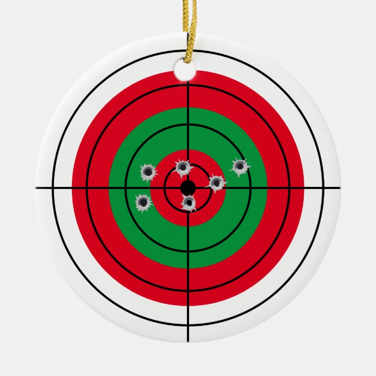 Holiday Shooting Target Gun Shooter Christmas Ceramic Ornament | Zazzle
