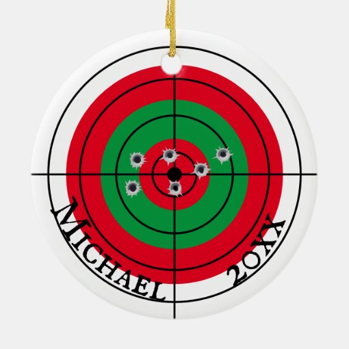 Holiday Shooting Target Gun Shooter Personalized Ceramic Ornament | Zazzle