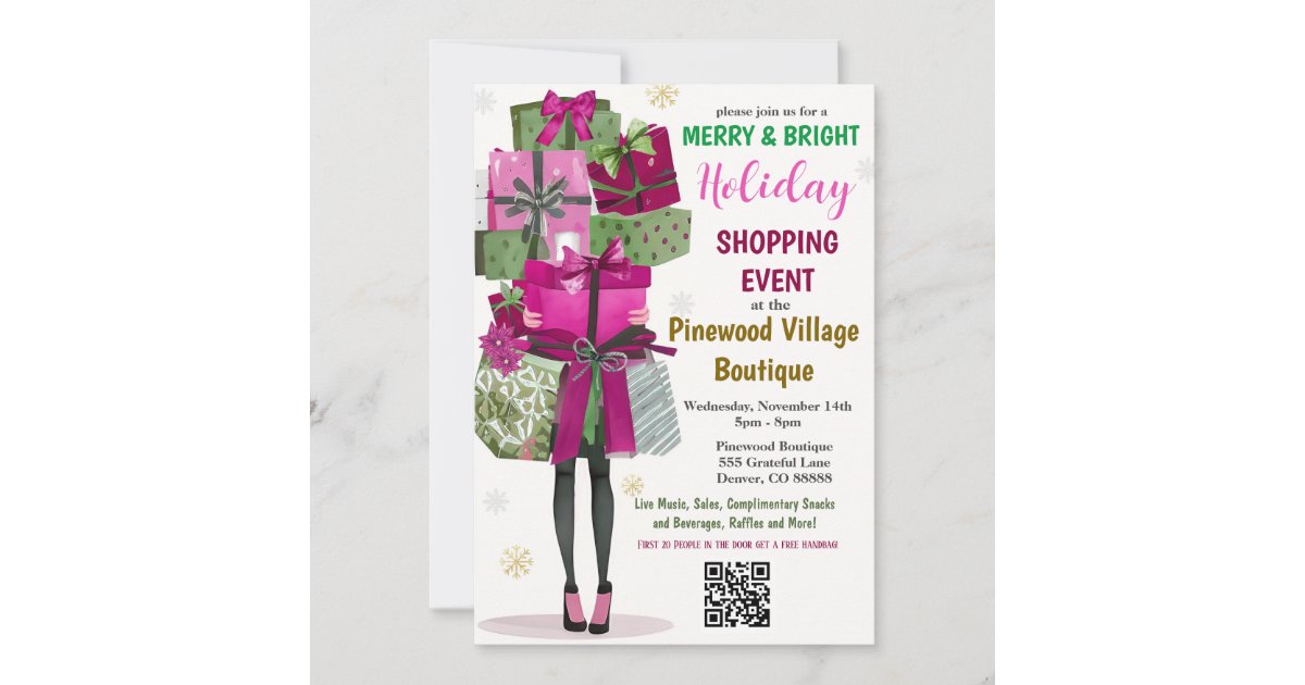 Holiday Shopping Event Invitation | Zazzle