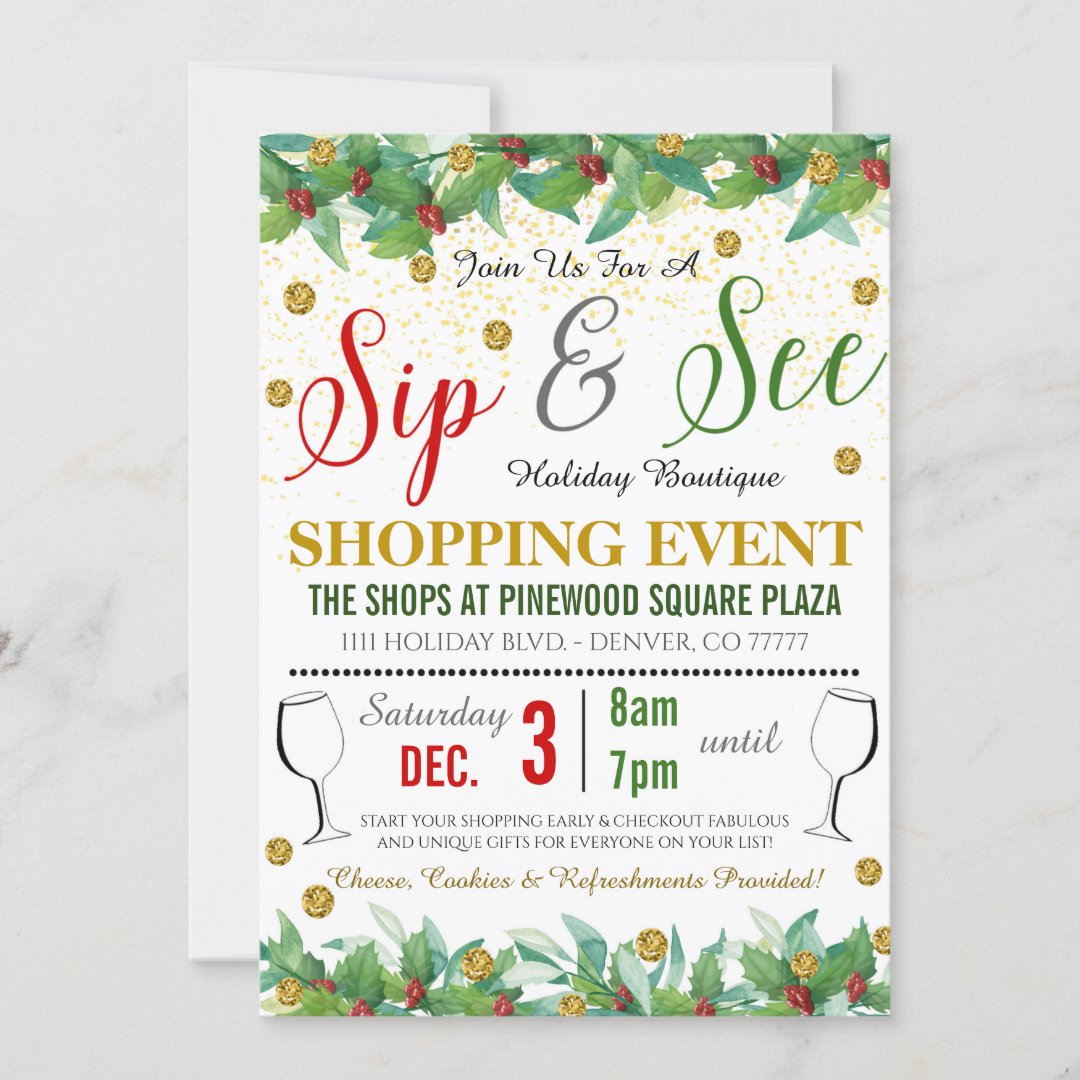 Holiday Shopping Invitation | Zazzle