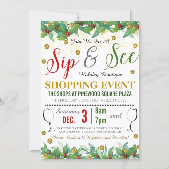 Holiday Shopping Invitation | Zazzle