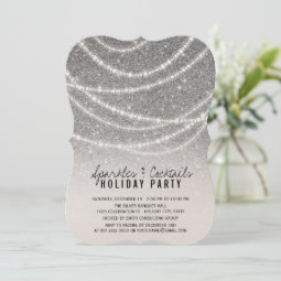 Holiday Silver Glitter Sparkles And Cocktail Party Invitation | Zazzle