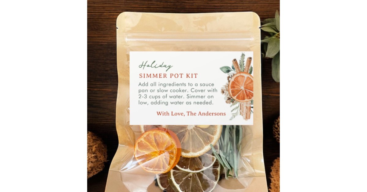 Holiday Simmer Pot Kits Stovetop Potpourri Label | Zazzle