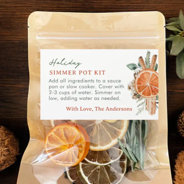 Holiday Simmer Pot Kits Stovetop Potpourri Label | Zazzle