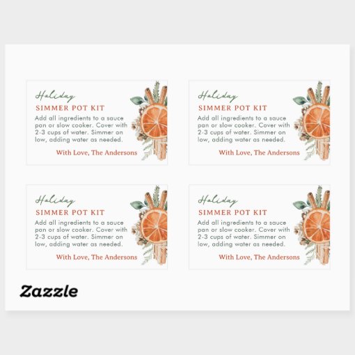 Holiday Simmer Pot Kits Stovetop Potpourri Label | Zazzle