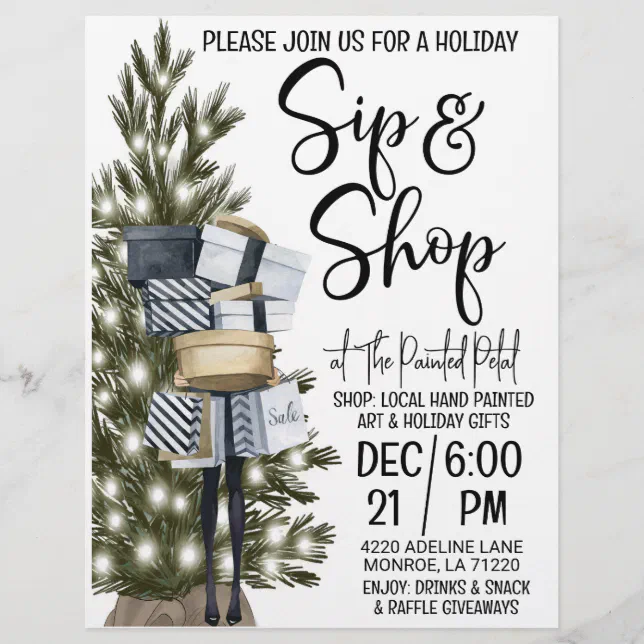 Holiday Sip and Shop Flyer | Zazzle