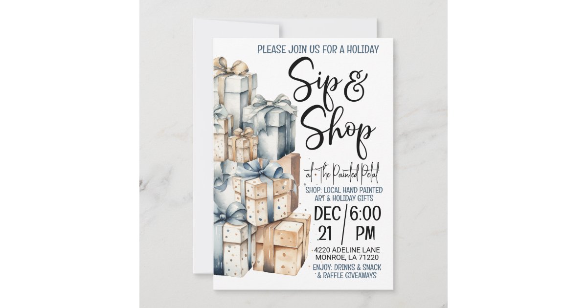 Holiday Sip and Shop Invitation | Zazzle