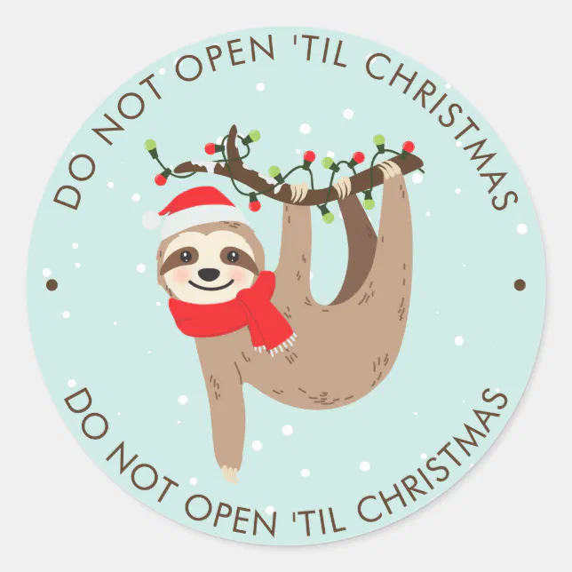 Holiday Sloth Add Your Own Text Christmas Classic Round Sticker Zazzle