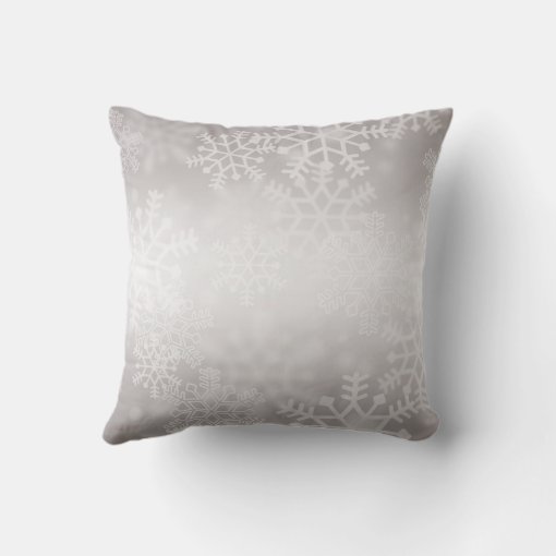 Holiday Snowflake with Silver Glitter Throw Pillow | Zazzle