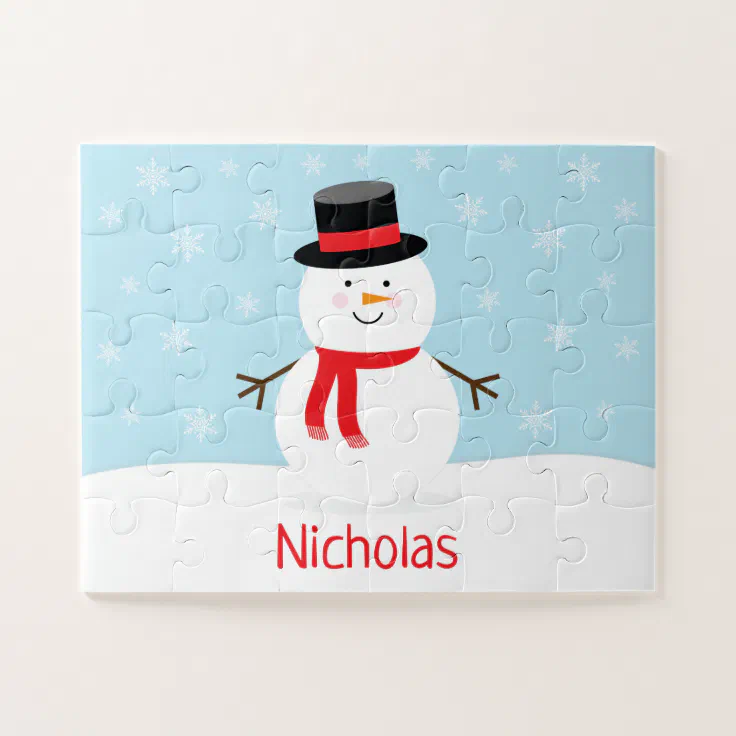 Holiday Snowman Christmas Kids' Puzzle | Zazzle