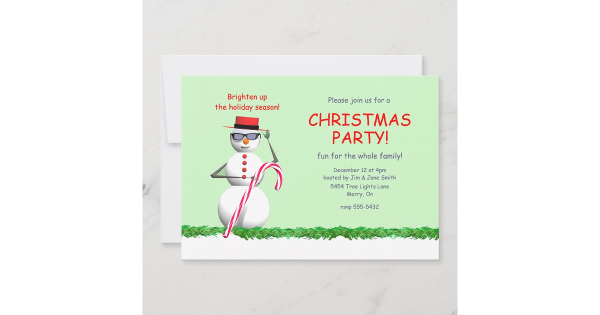 Holiday Snowman Christmas Party Invitation | Zazzle