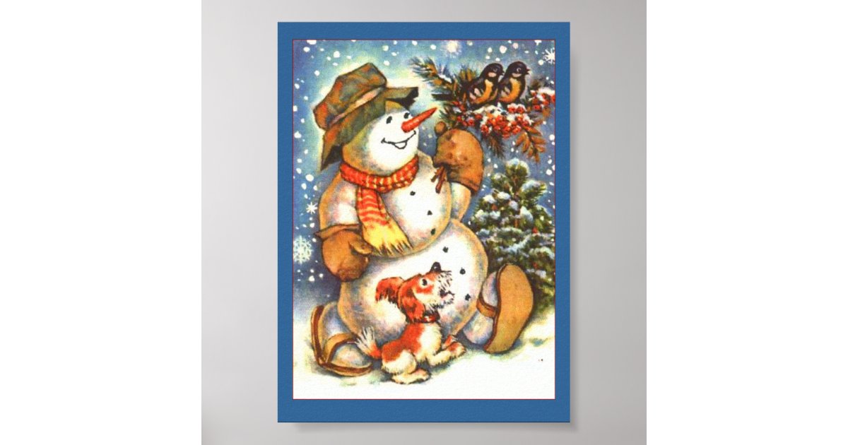 Holiday Snowman Poster | Zazzle