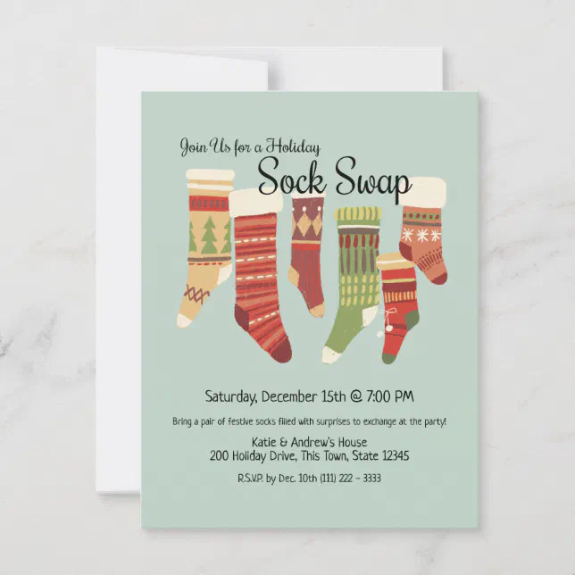 Holiday Sock Exchange Party Invitation | Zazzle