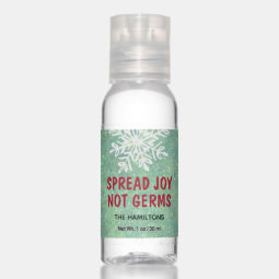 Holiday "Spread Joy Not Germs" Custom Hand Sanitizer | Zazzle