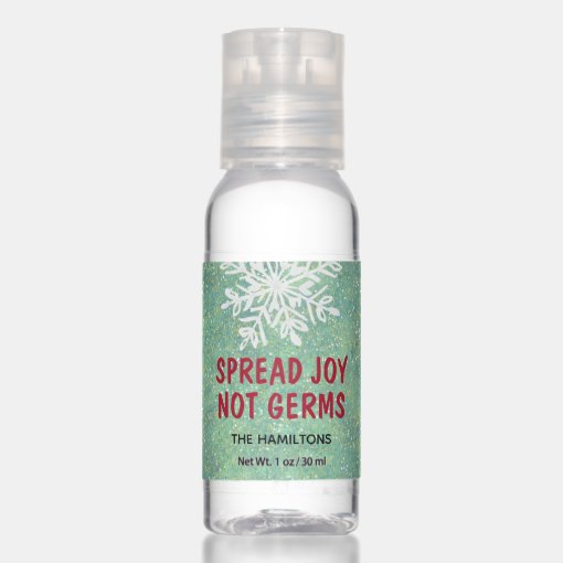 Holiday "Spread Joy Not Germs" Custom Hand Sanitizer | Zazzle