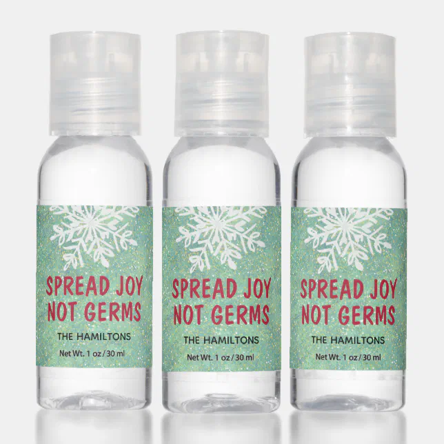 Holiday "Spread Joy Not Germs" Custom Hand Sanitizer | Zazzle