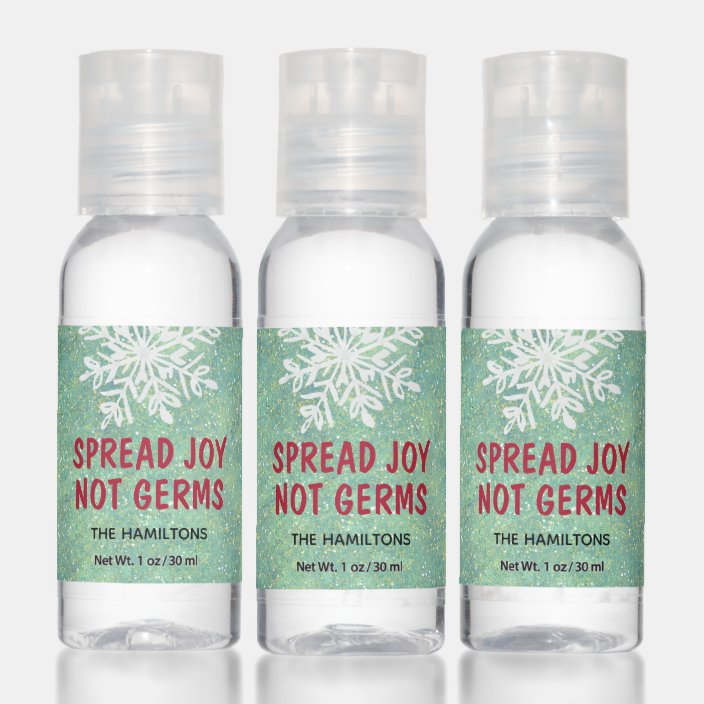 Holiday "Spread Joy Not Germs" Custom Hand Sanitizer | Zazzle.com