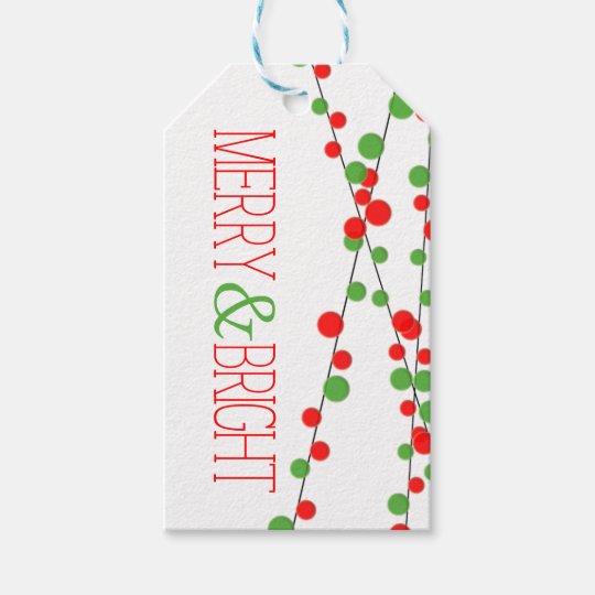 Holiday String Lights Merry Bright Gift Tags | Zazzle.com