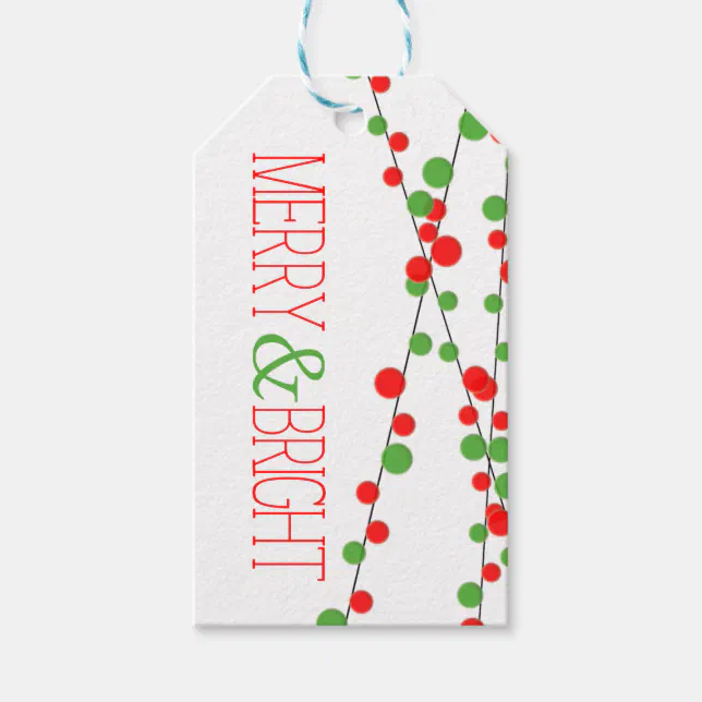 Holiday String Lights Merry Bright Gift Tags | Zazzle
