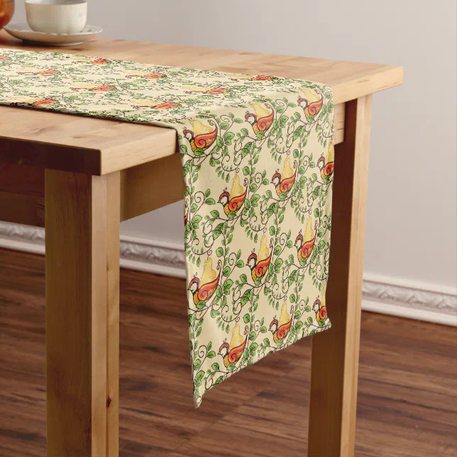 Holiday Table Runner-Partridge Medium Table Runner | Zazzle