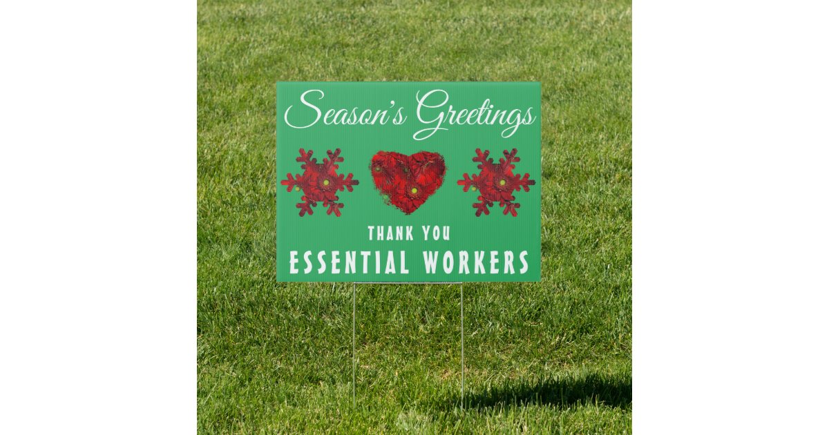 Holiday Thank You Essential Workers Yard Sign | Zazzle
