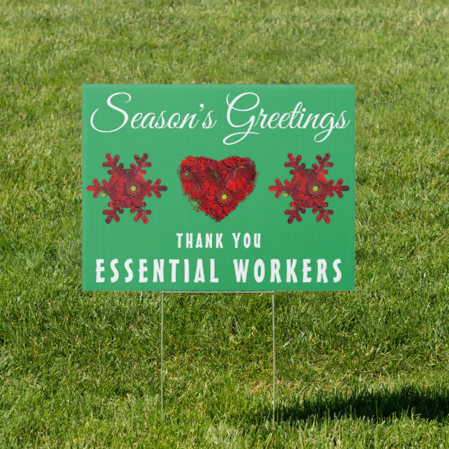 Holiday Thank You Essential Workers Yard Sign | Zazzle