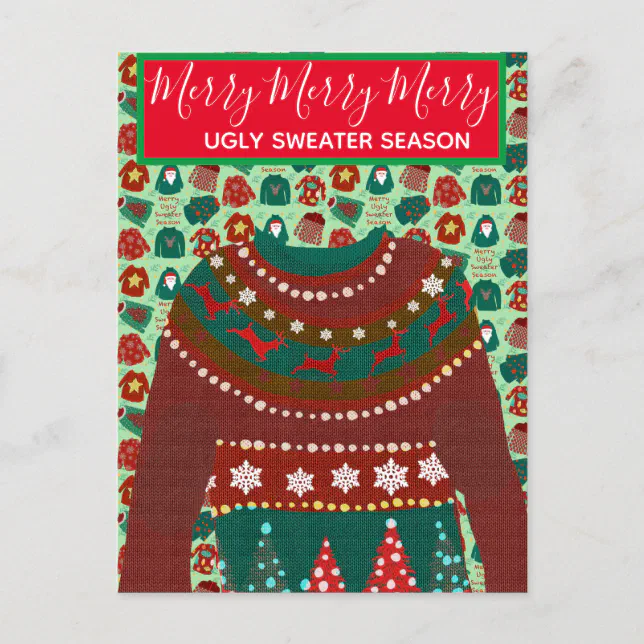 Holiday Ugly Sweater customized theme invitation Postcard | Zazzle