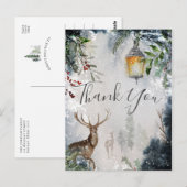 Holiday Winter Fores Scene Thank You Card Postcard | Zazzle
