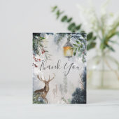 Holiday Winter Fores Scene Thank You Card Postcard | Zazzle