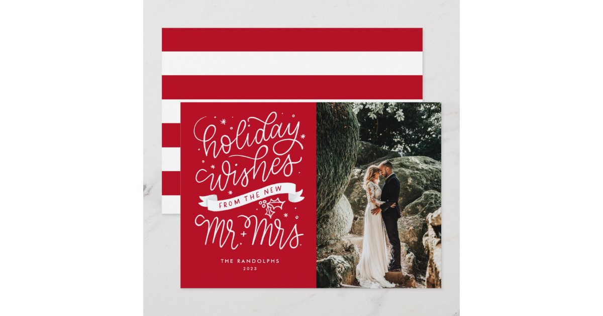 Holiday Wishes from the New Mr. & Mrs. (Red) | Zazzle