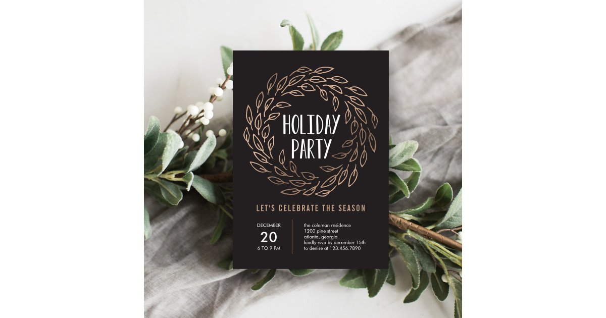 Holiday Wreath EDITABLE COLOR Party Invitation | Zazzle