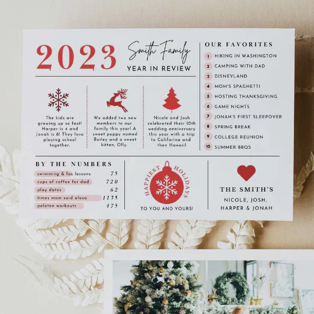 Holiday Year In Review Infographic Christmas Card | Zazzle